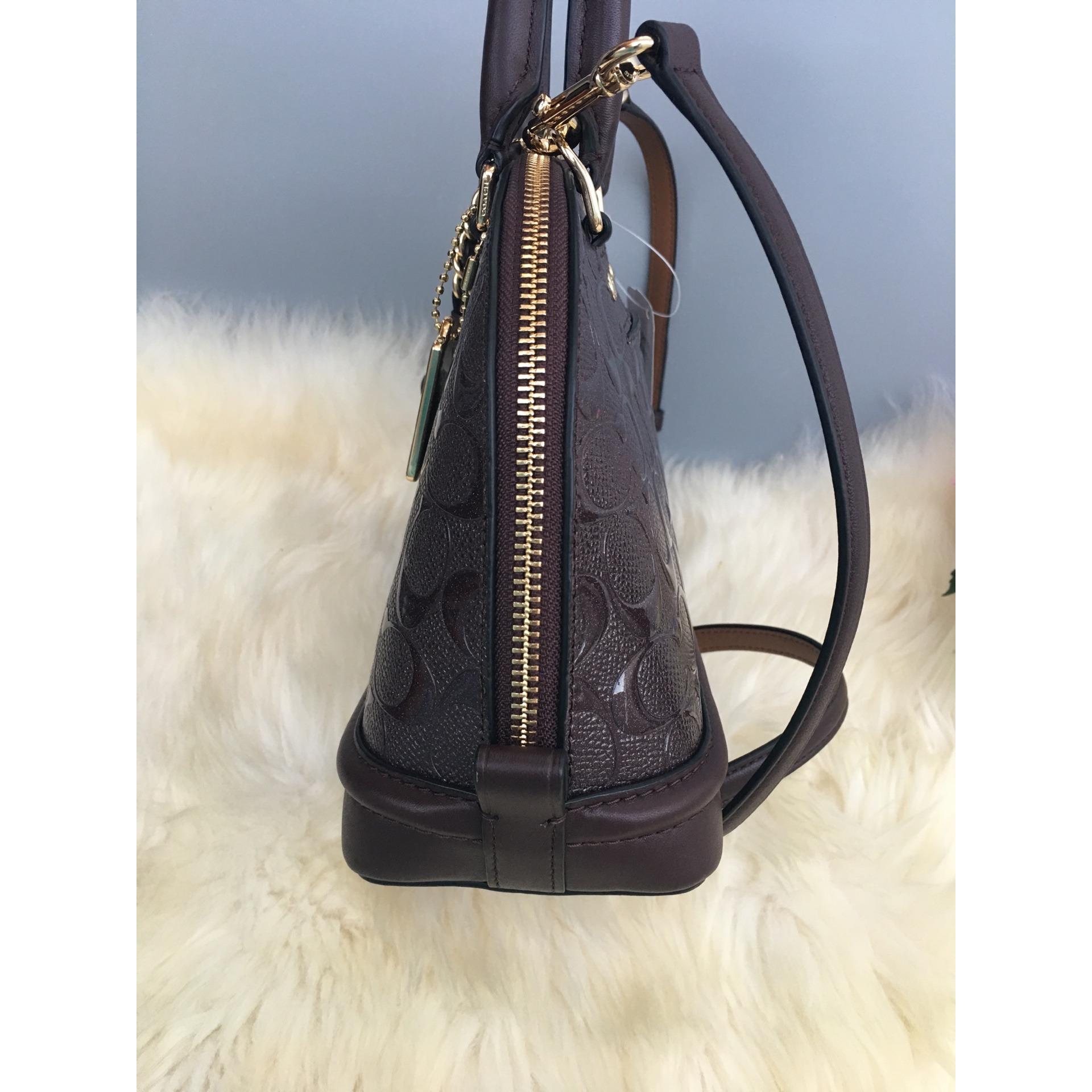 ใหม่ COACH F55450 MINI SIERRA SATCHEL IN SIGNATURE DEBOSSED PATENT ...