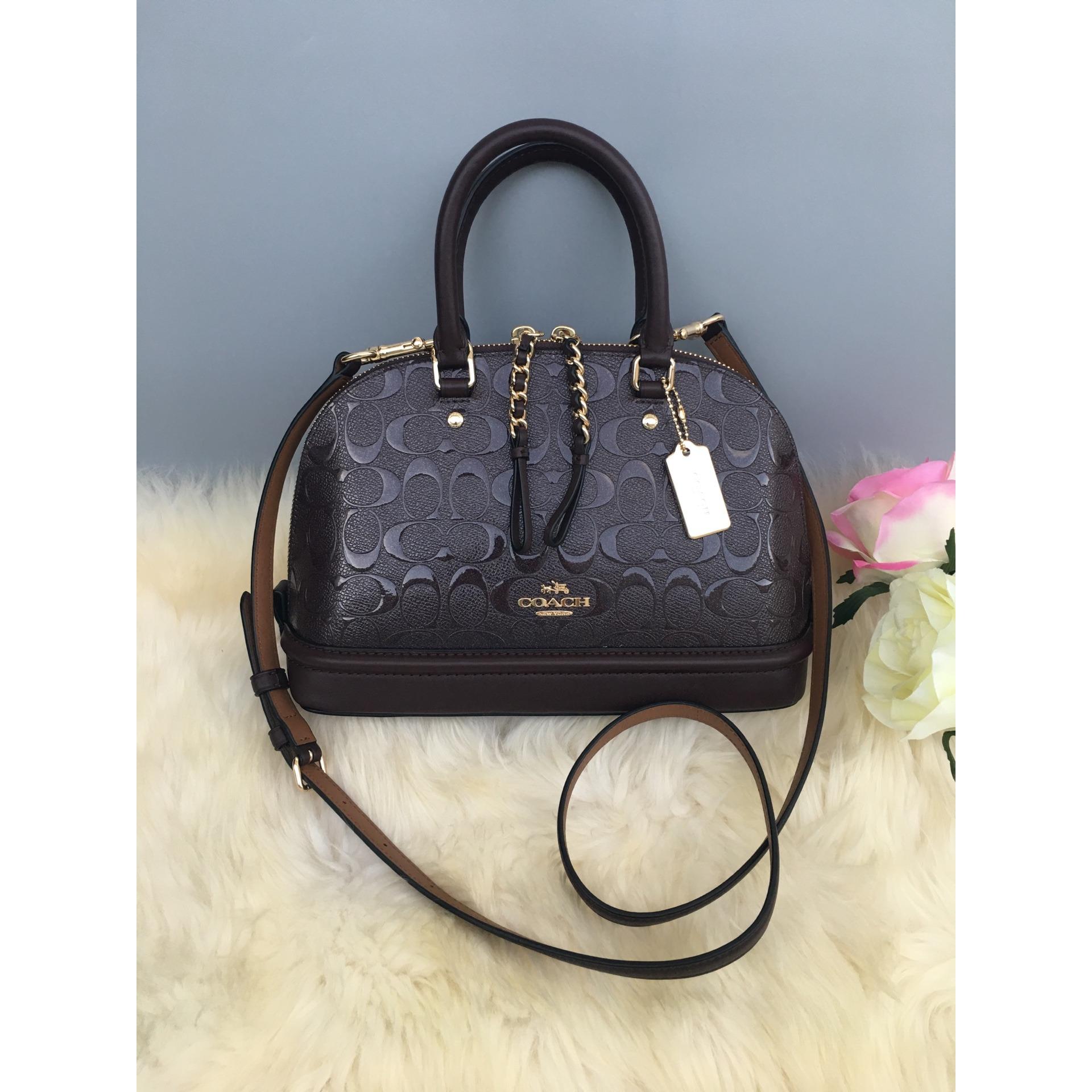 ใหม่ COACH F55450 MINI SIERRA SATCHEL IN SIGNATURE DEBOSSED PATENT ...