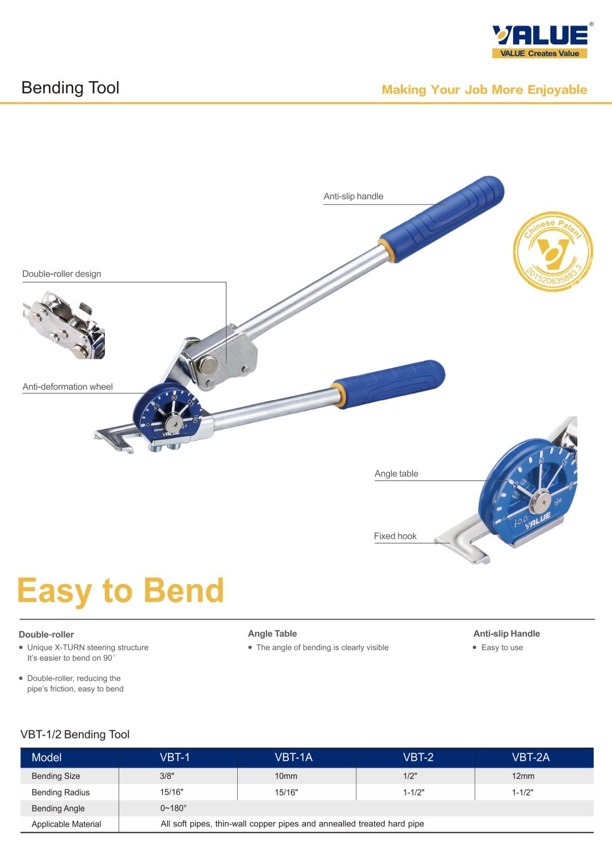 ที่ดัดแป๊บ (เบนเดอร์) VALUE รุ่น VBT-1 ขนาด 3/8” - Mizu Cor - ThaiPick