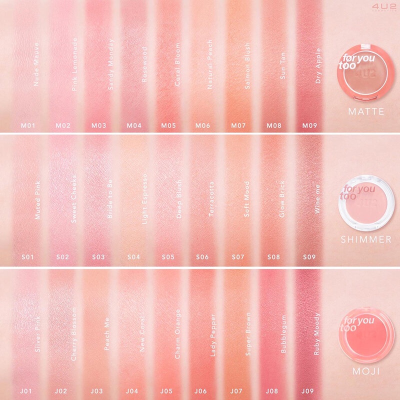 (เนื้อโมจิ) 4U2 For You Too Moji Blush บลัชออนเนื้อโมจินุ่มบางเบา 5.5g ...
