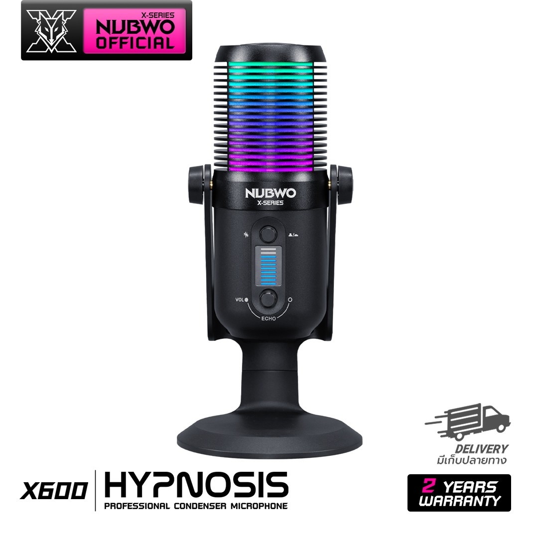 ไมโครโฟน NUBWO X600 HYPNOSIS Microphone แคสเกมส์ สำหรับสตรีมมิ่ง ไมค์อัดเสียง มีไฟ RGB ประกัน ...