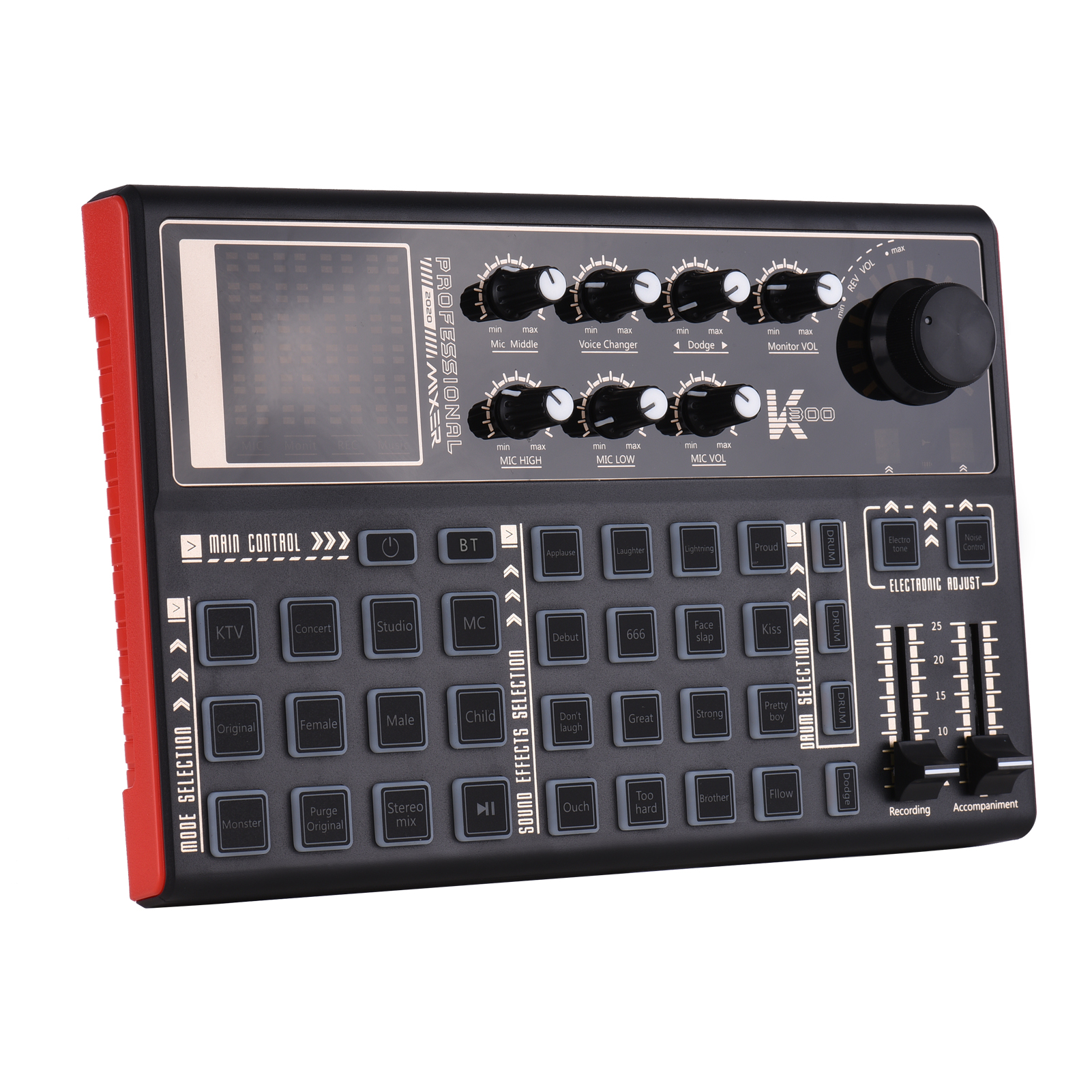 Muslady K300 Live Sound Card External Voice Changer Audio Mixer Kit ...