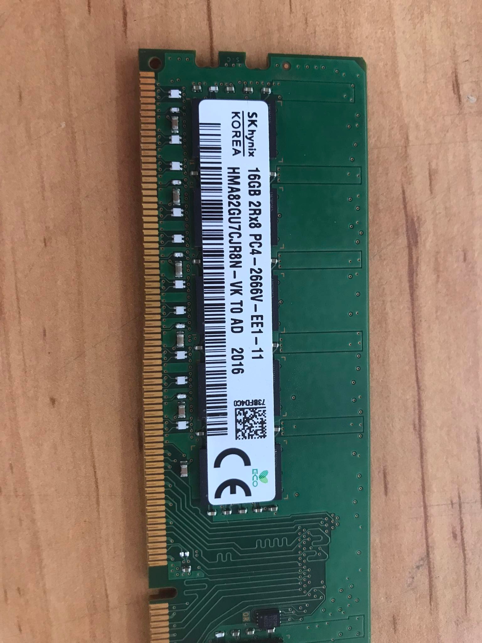 SK hynix 16GB ECC RAM DDR4 2666 (2Rx8) PC4-2666V-EE1-11 UHMA82GU7CJR8N ...