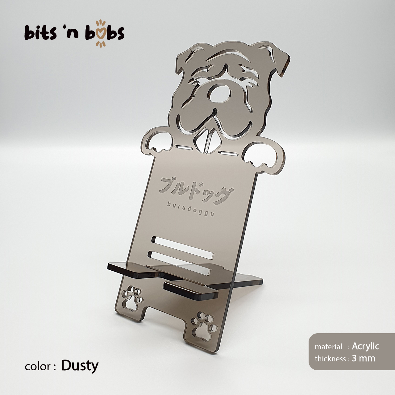 burudoggu Phone Stand Bulldog acrylic phone holder with adjustable ...