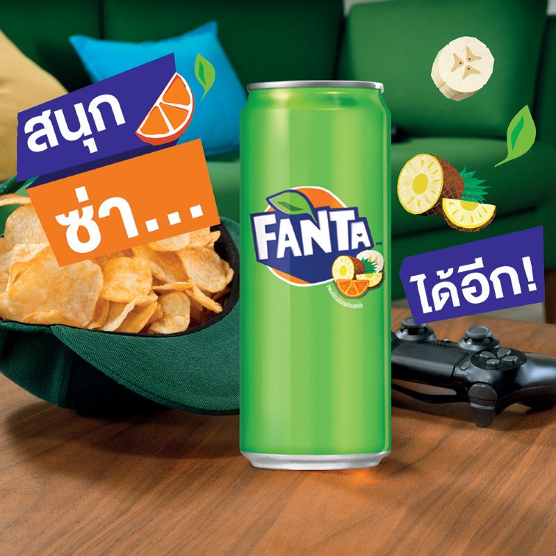 แฟนต้า น้ำอัดลม น้ำเขียว 325 มล. 6 กระป๋อง Fanta Soft Drink Fruit Punch (Green) 325ml Pack 6 ...