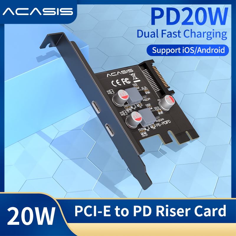 ACASIS PCIE Riser Expansion Card Dual Fast Charging PD 20W Type C ...