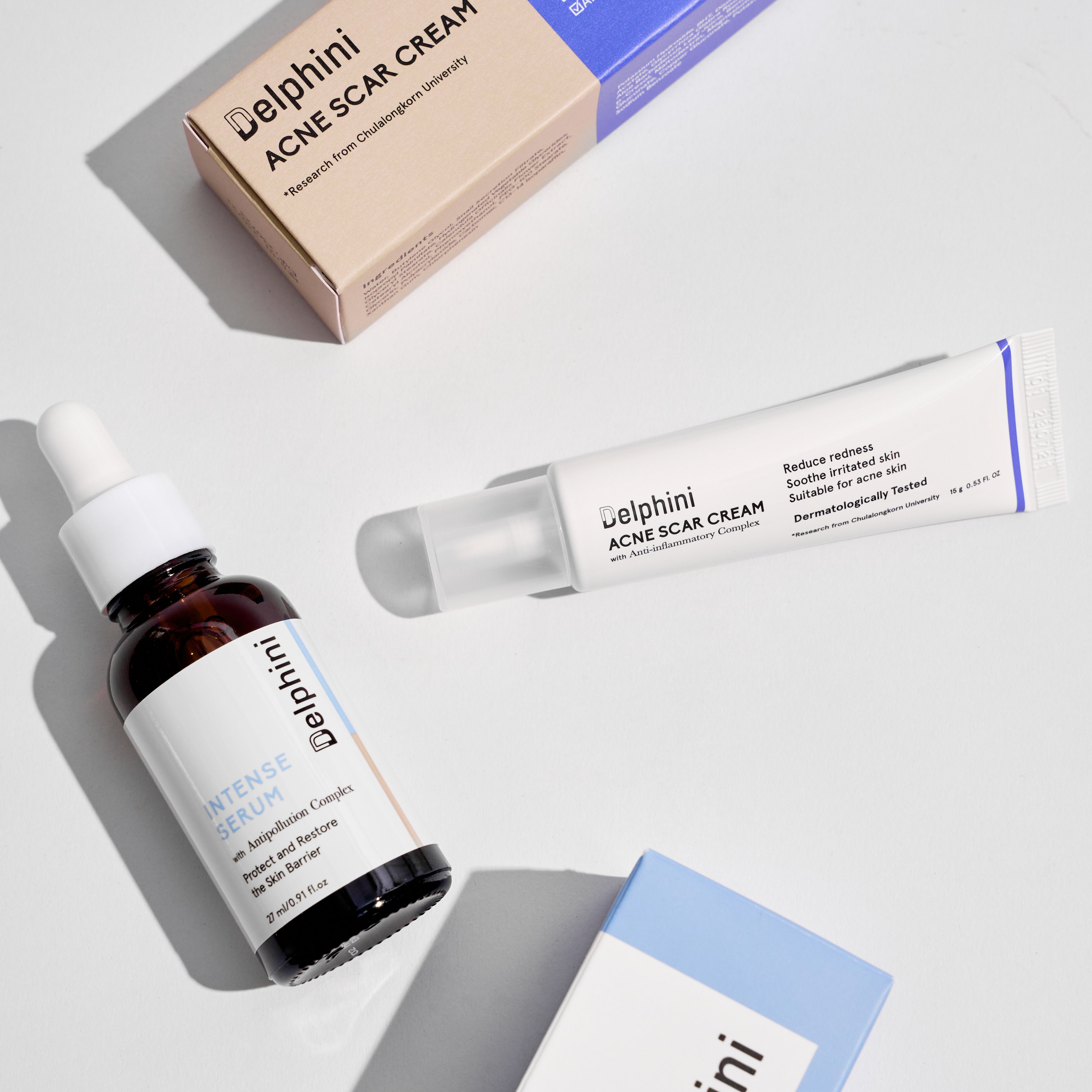 Acne-battling Set : Delphini Intense Serum & Acne Scar Cream คู่หูลดสิว ...