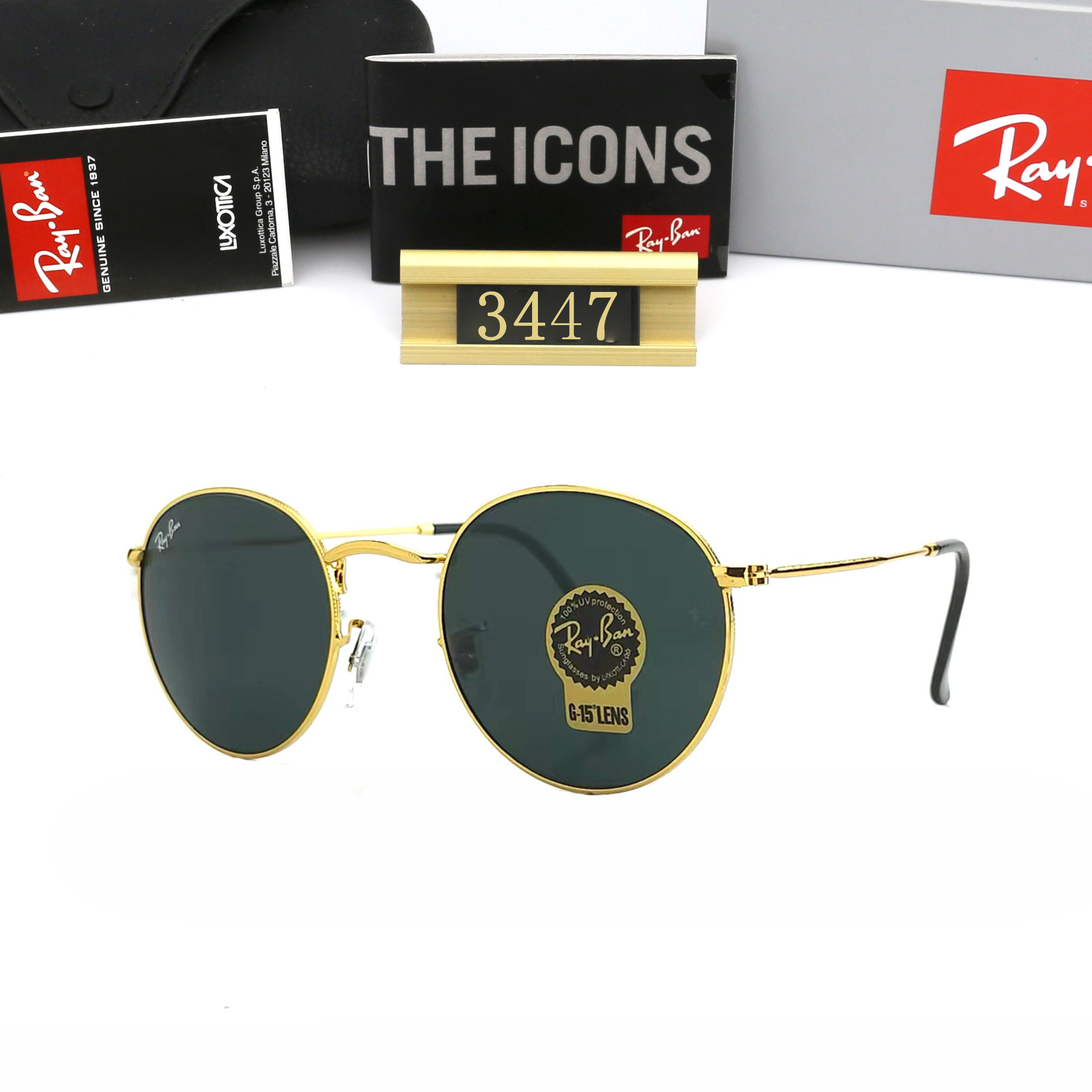 แท้ Ray-Ban Round Metal แว่นตา แว่นตา แฟชั่น - RB3447 แว่นตากันแดด ...