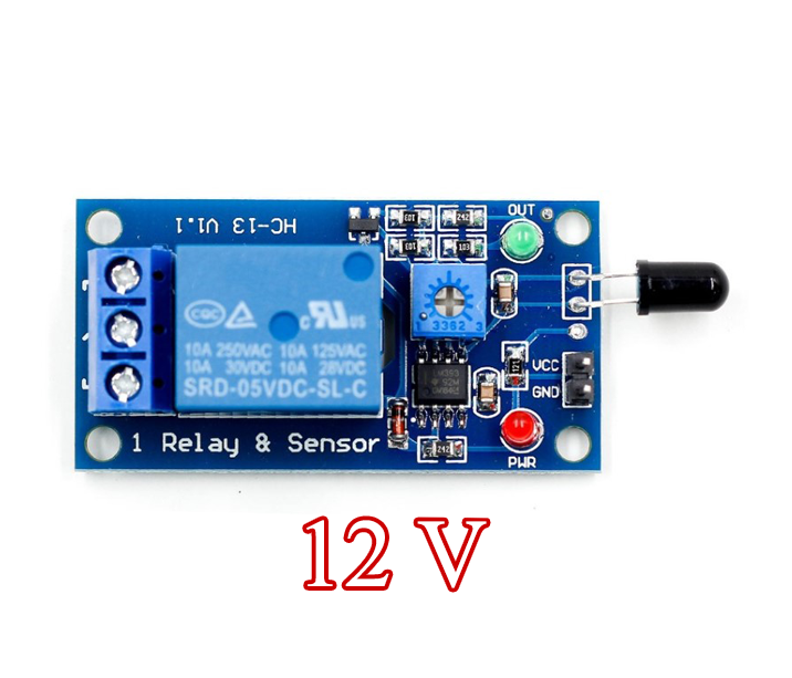 โมดูลตรวจจับเปลวไฟ และ สวิตช์รีเลย์ Flame sensor module relay 5V/12V ...