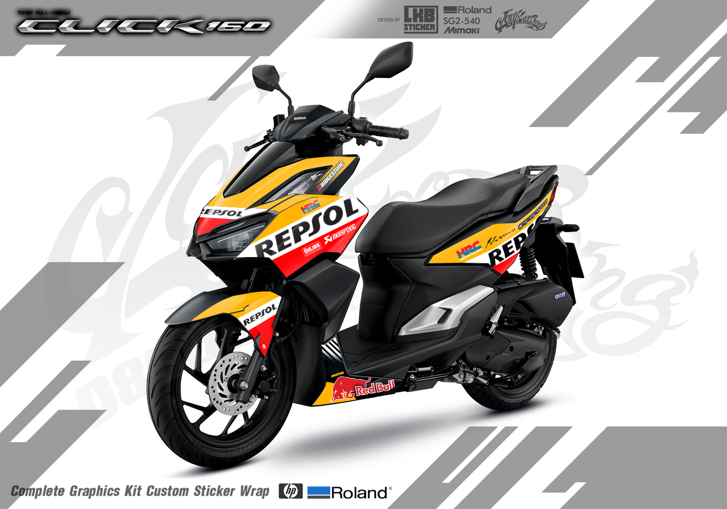 สติ๊กเกอร์แต่งลายรถ Honda Click 160 2023 ลาย Repsol | Lazada.co.th