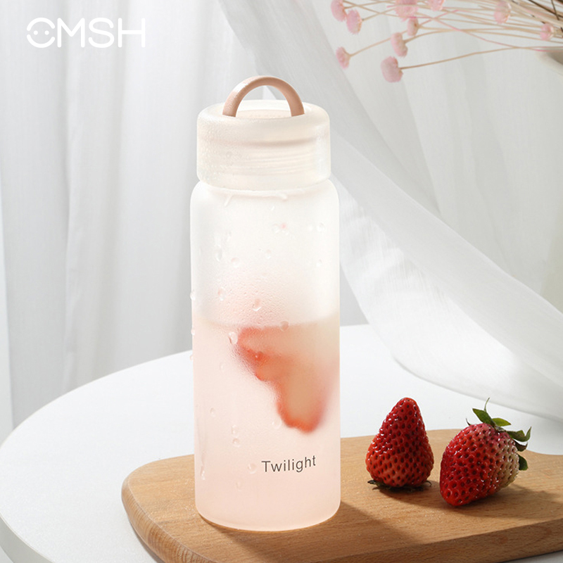 CMSH กระติกน้ำพกพา แก้วน้ำทรงกระบอก ขวดน้ำแก้ว สวยน่ารัก กระบอกน้ำเด็ก ขวดน้ำไปเรียน 420ml bpa ...