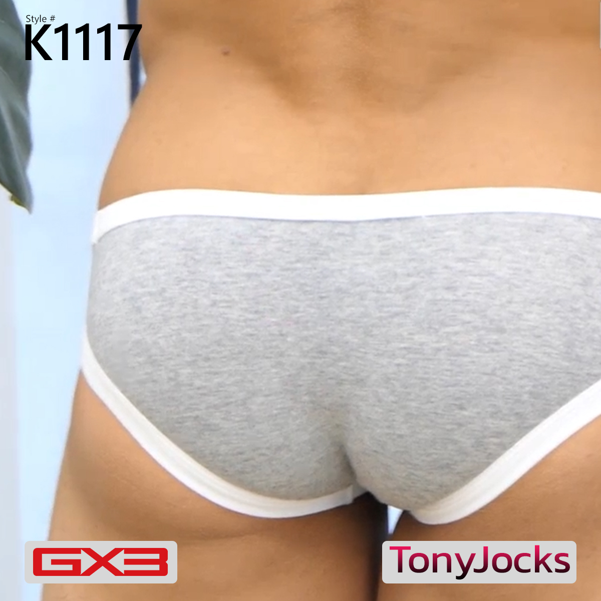 กางเกงในชาย GX3 Underwear COTTONPLUS Double Line BikiniBrief - Grey กางเกงชั้นในชาย By TonyJocks ...