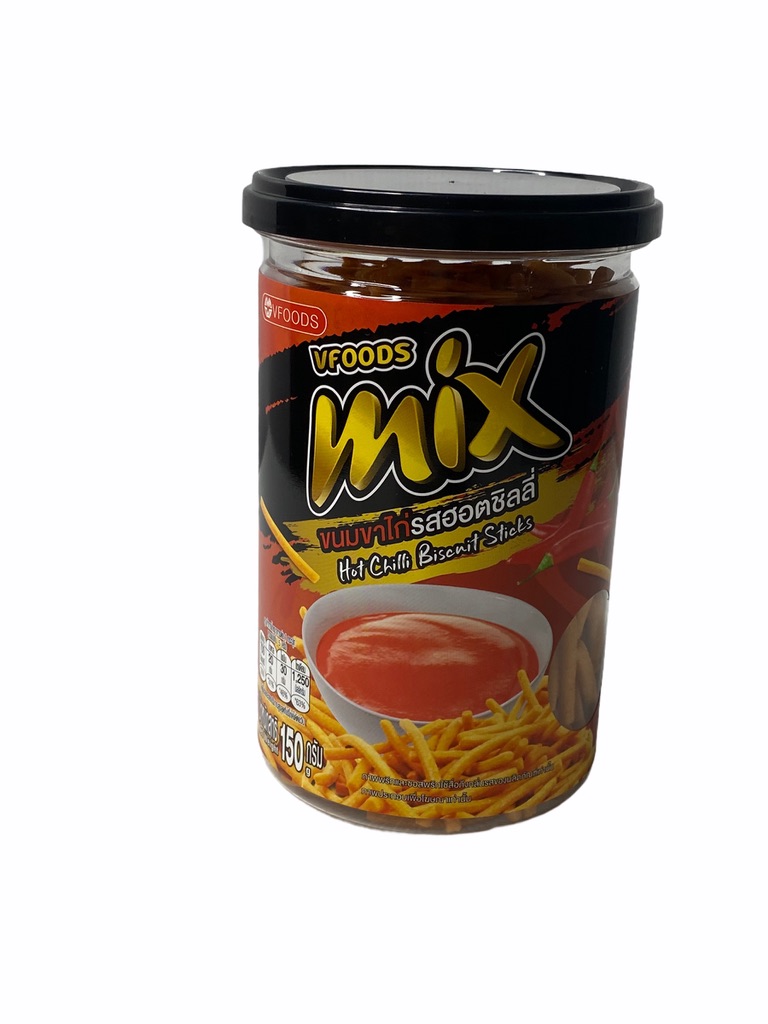 ขนมขาไก่ VFOOD MIX BISCUIT STICKS 150g HOT CHILLI รส ฮอตชิลลี่ 1กระป๋อง ...