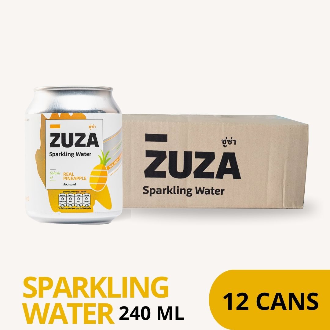 Zuza Pineapple Sparkling Water (12-pack case) 240 mL น้ำดื่มสปาร์คกลิ้ง ...