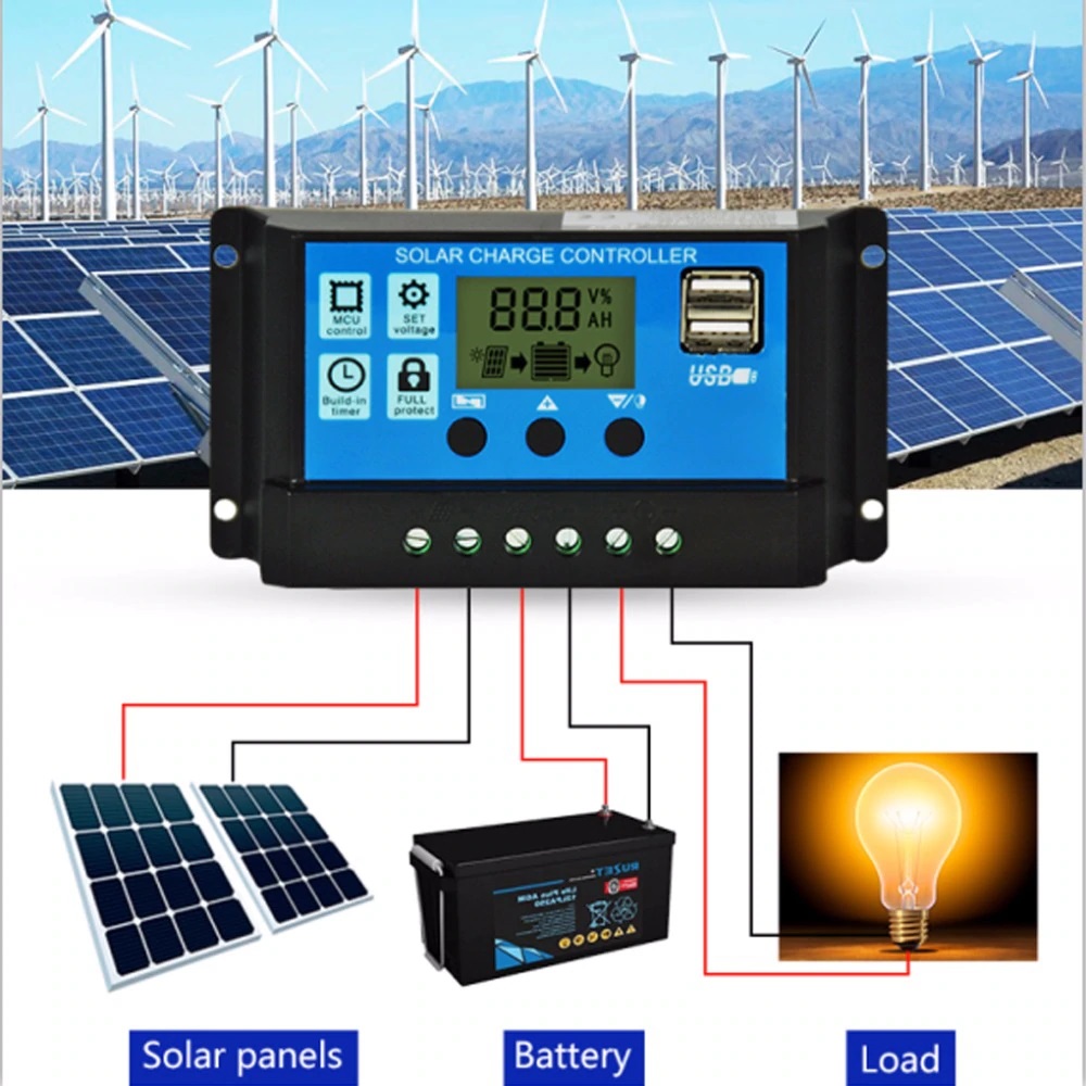 XXL โซล่าชาร์จคอนโทรลเลอร์ Solar charge controller 12V/24V PWM มีให้เลือกทั้ง 10A/20A/30A/40A ...
