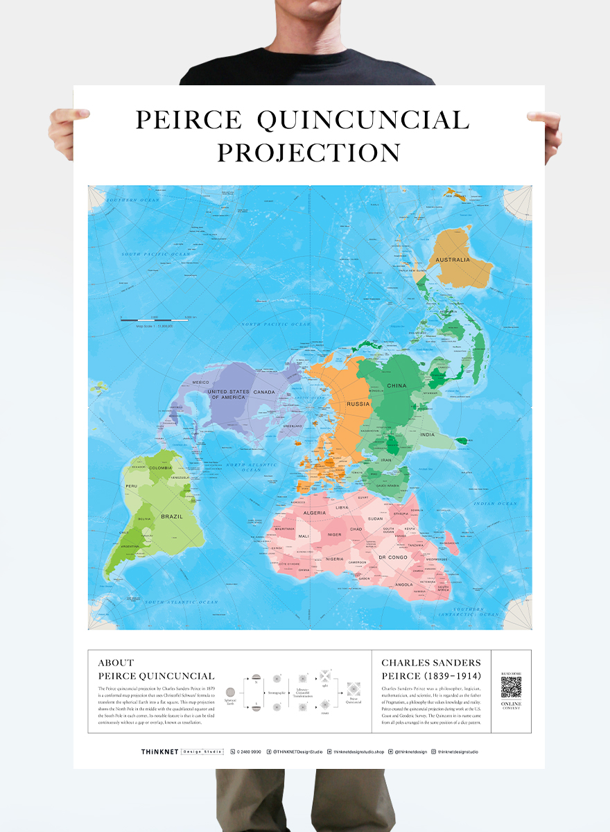 โปสเตอร์แผนที่ชุดรัฐกิจโลก ภาษาอังกฤษ: เพอร์ซ ควินคันเชียล โปรเจกชัน ...