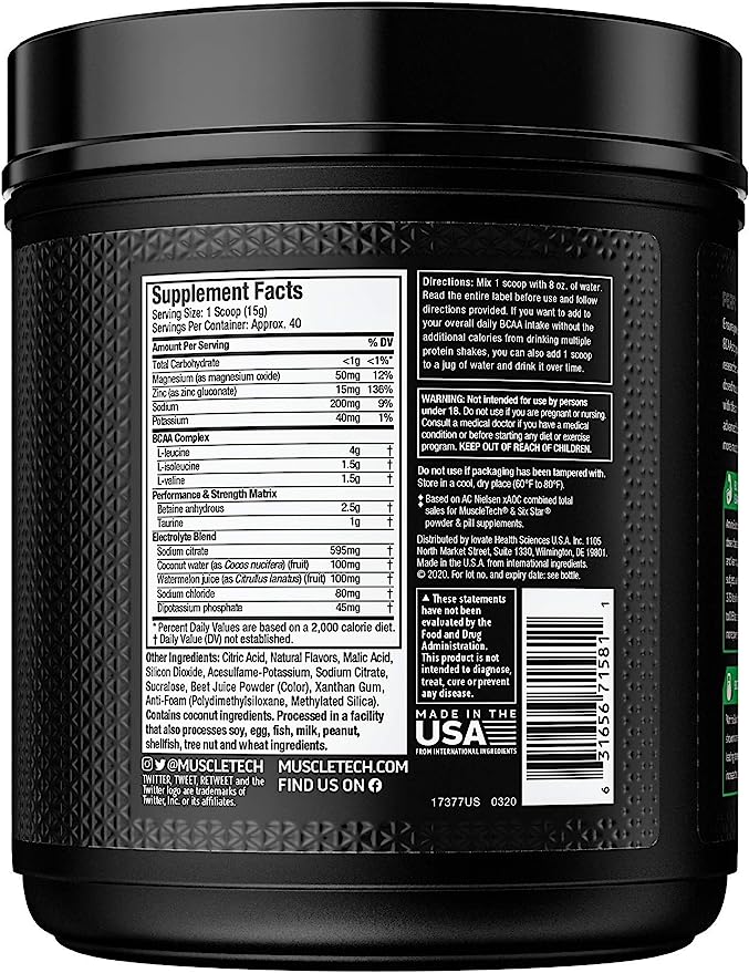 MuscleTech Amino Build 7g of BCAAs Electrolytes - 614g 40 Serving - กรด ...
