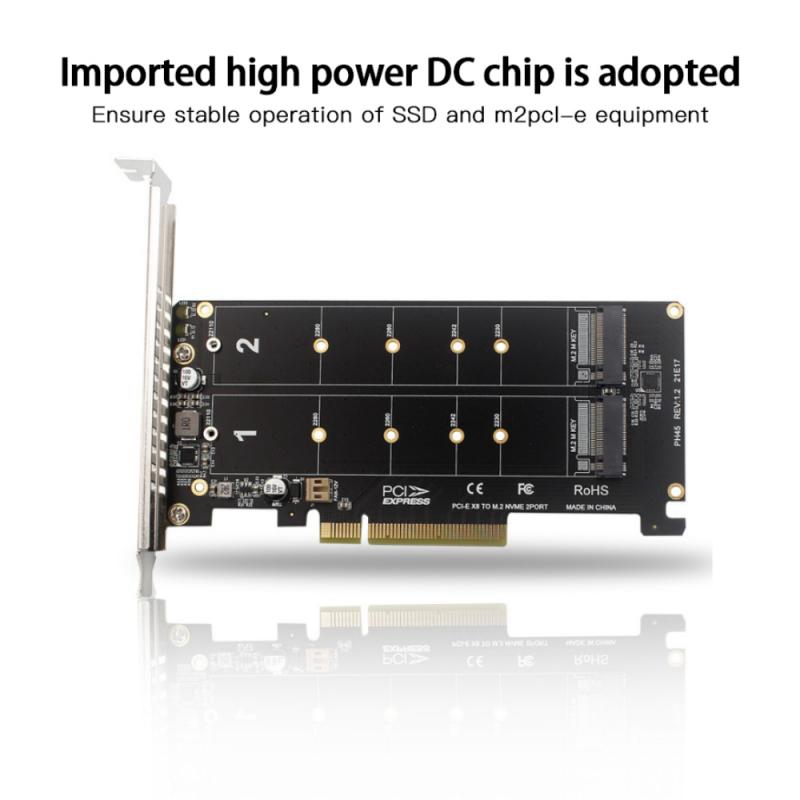 PCI-EX8 Dual-Disk NVME M.2 MKEY SSD RAID Array Expansion Adapter ...