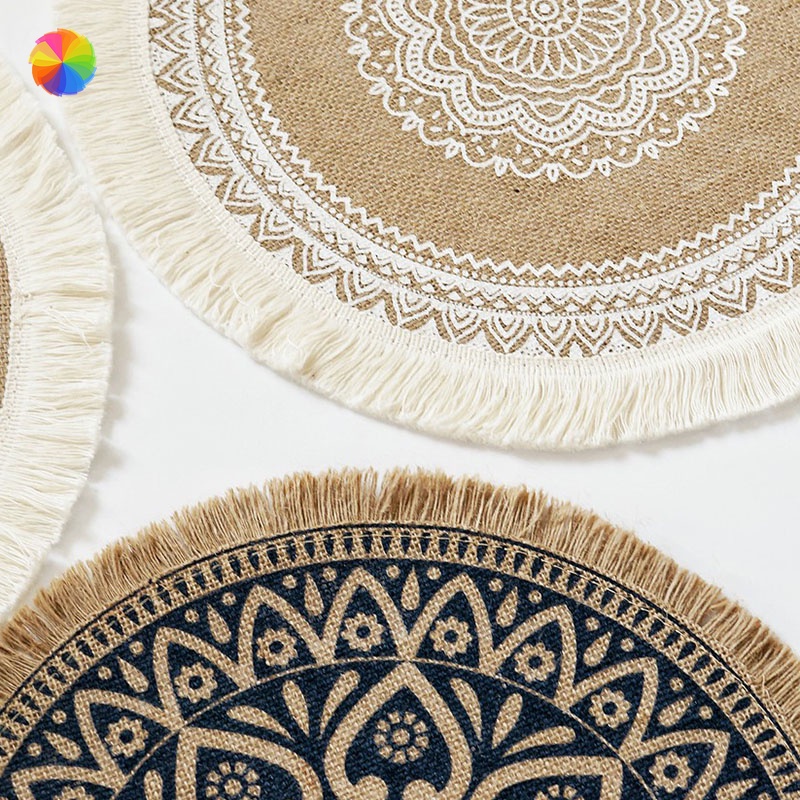 Nordic Moroccan Tassels Table Mats, Bowls and Plates, Cotton and Linen ...
