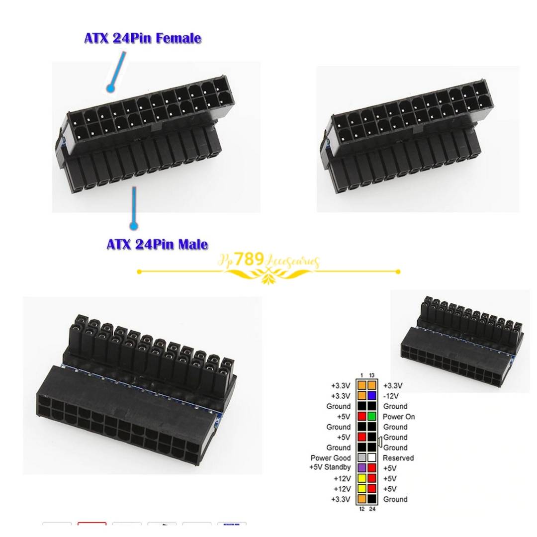 ATX 24Pin Atx 90 องศา 24 pin ถึง 24pin อะแดปเตอร์เสียบปลั๊กเมนบอร์ดเมน ...