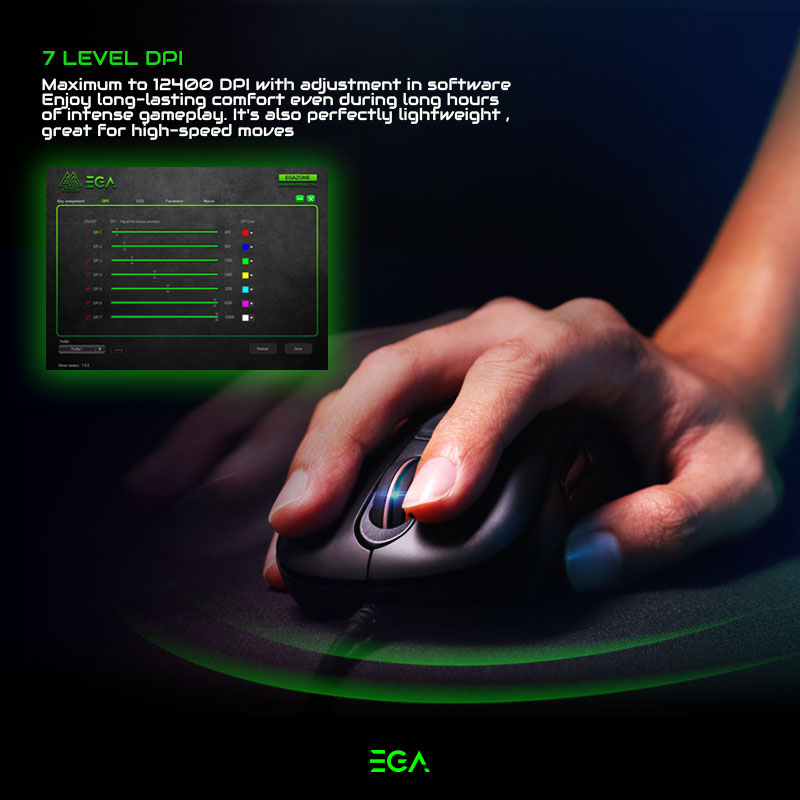 เมาส์เกมมิ่ง EGA Type M2 มีไฟ RGB มีให้เลือก 2 สี Black ปรับ DPI ได้ ...