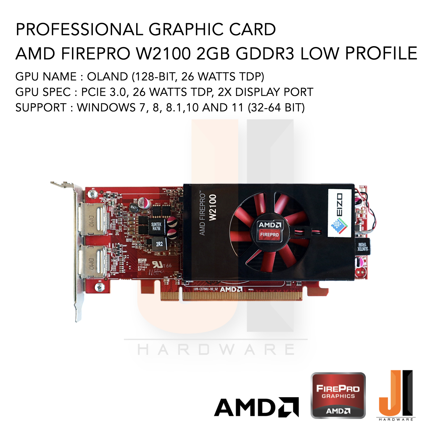 Professional Graphic Card AMD FirePro W2100 2GB 128-Bit GDDR3 Low ...