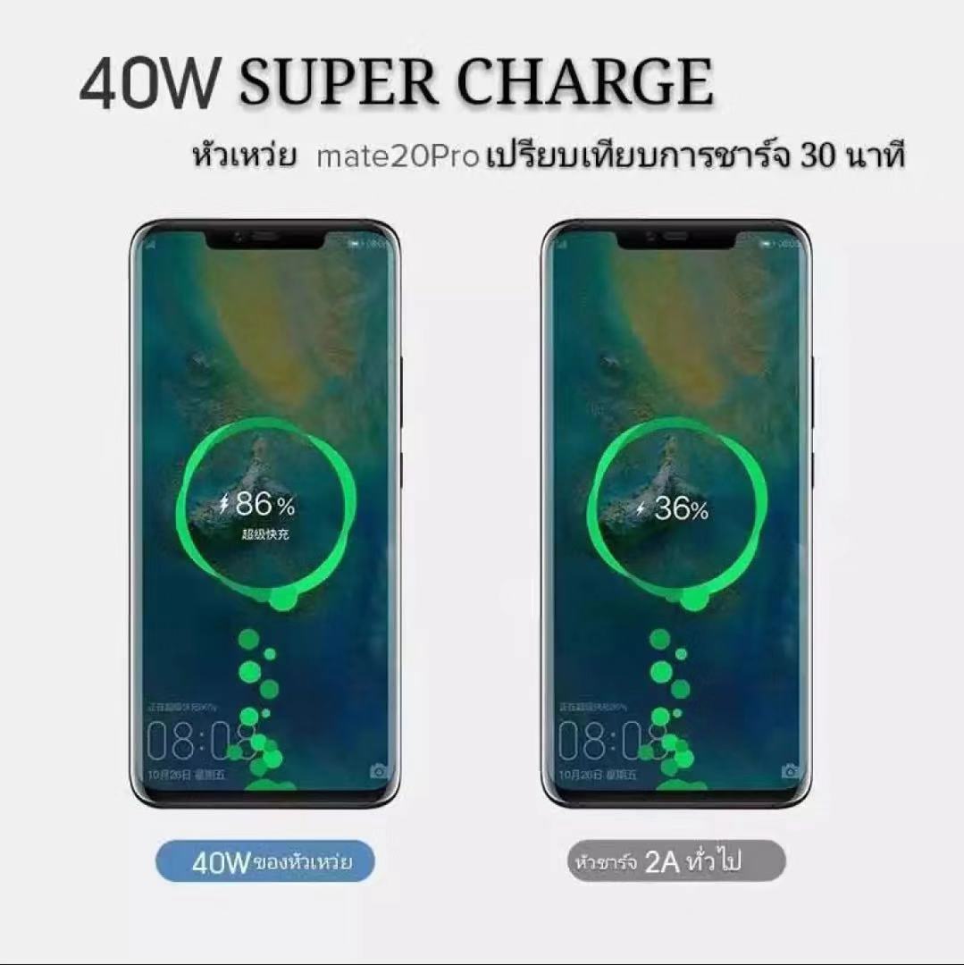 หัวชาร์จ Huawei SuperCharger Adapter(Max44W) ของแท้ รองรับ Mate9/Mate9pro/P10/P10plus/P20/P20Pro ...