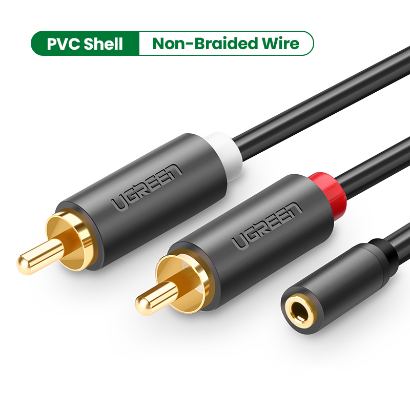 UGREEN RCA Cable 3.5mm Female to 2 RCA Male Stereo Audio Adapter Hi-Fi ...