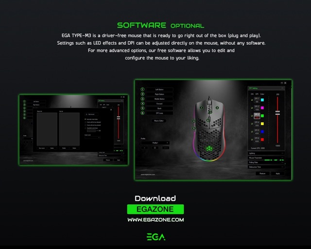 EGA TYPE M3 Gaming Mouse Macro เม้าส์เกมมิ่ง เบามาก มี 2 สี ดำ,ขาว ...