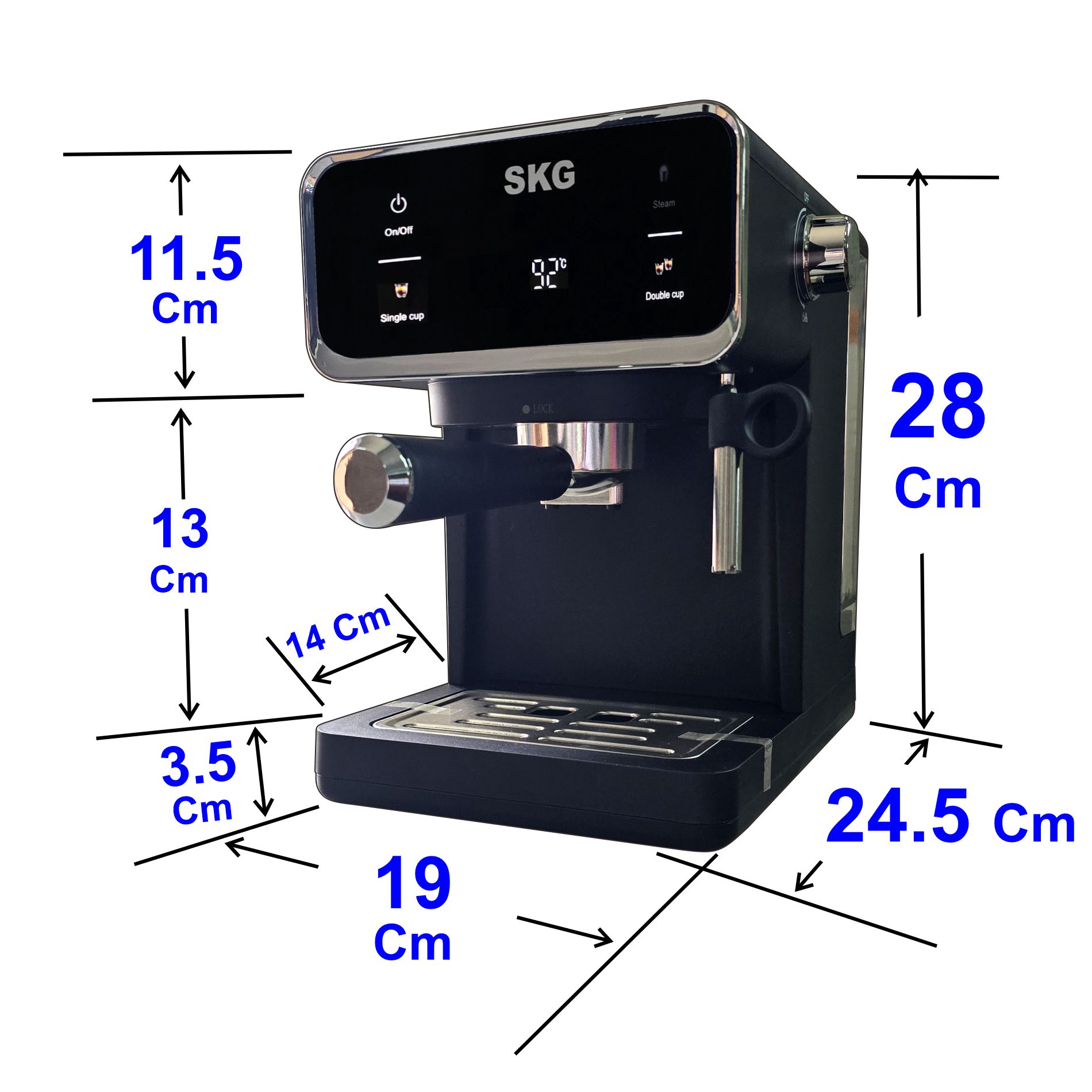 SKG เครื่องชง กาแฟสด 1050W จุน้ำ1.6ลิตร แรงดัน20บาร์ หน้าจอปุ่มสัมผัส รุ่น SK-1207 สีดำ ฟรี ถ้วย ...