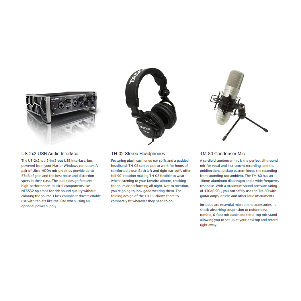 Tascam US 2x2 TP ชุดบันทึกเสียง อุปกรณ์บันทึกเสียง live gaming streaming podcast youtuber ...
