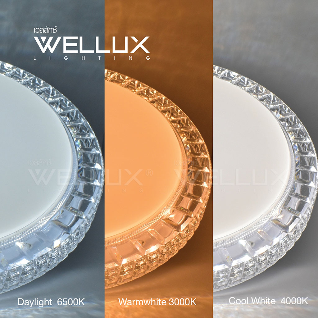 WELLUX โคมไฟเพดานติดลอย 3 แสง 36W LED CEILING LAMP 3 STEP รุ่น DIMOND ...