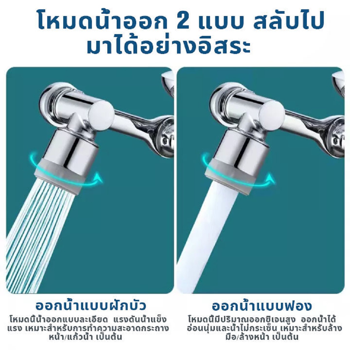 กันน้ำกระเซ็น2ระดับ KAIFEE 1080การหมุนแขนหุ่นยนต์ 3D ไม่มีจุดตาย ก๊อก ...