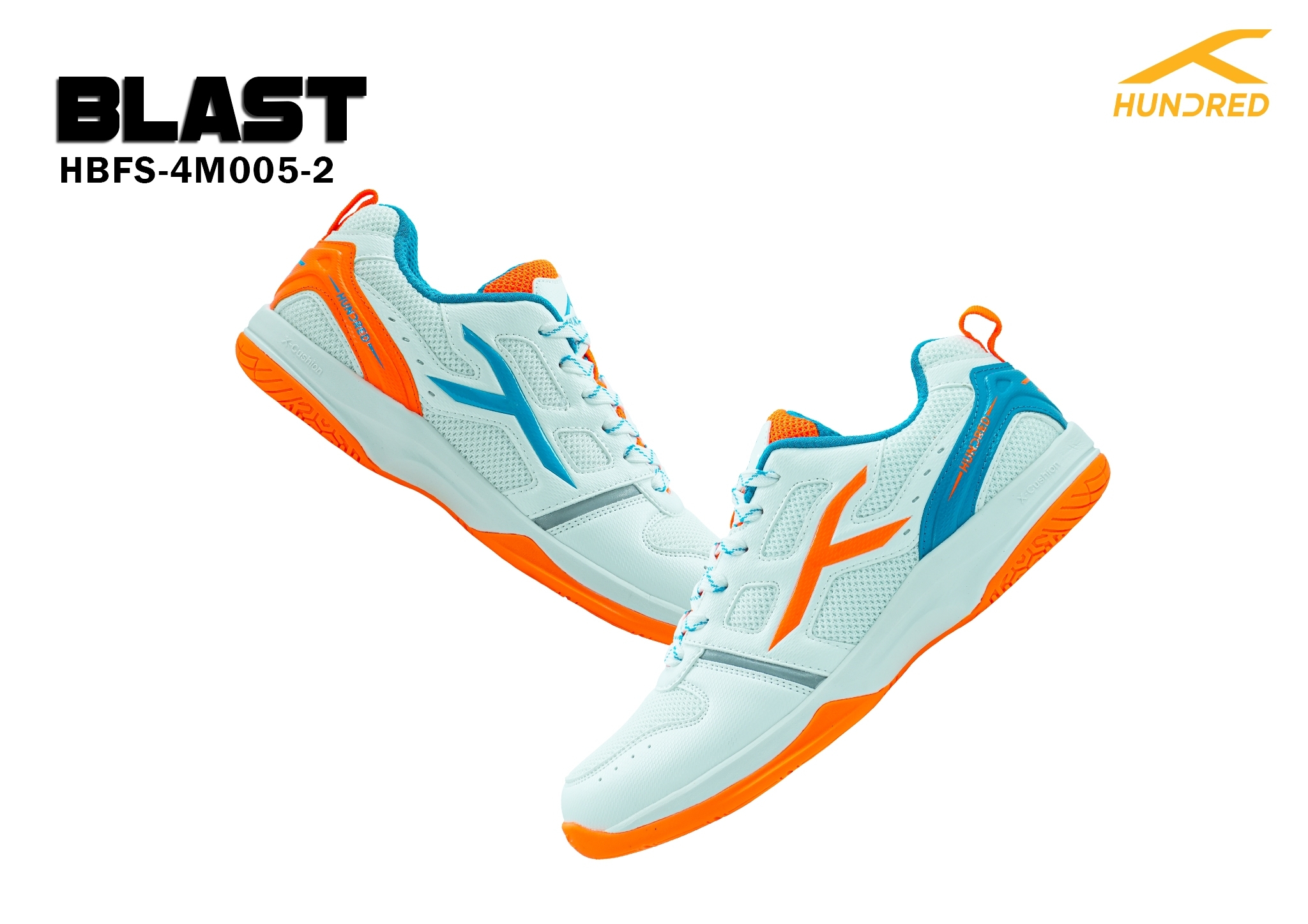 HUNDRED BLAST (HBFS-4M005-2) WhiteTurquoiseOrange badminton Shoe ...