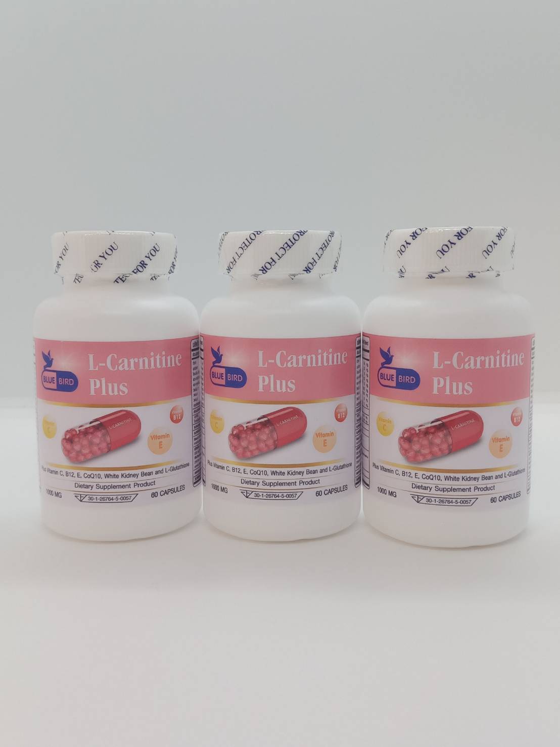 แอลคาร์นิทีน พลัส L-Carnitine Plus ตรา บลูเบิร์ด ขนาด 1000 มิลลิกรัม 30 ...