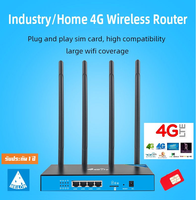 4G Router Industrial Wifi Router 4 Dtachble Antennas SMA Port ถอด ...