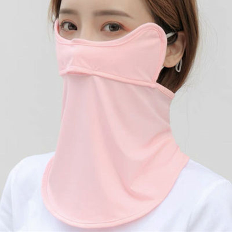 【COD】Sun Protection Face Cover Breathable Ice Silk Sunscreen Neck Scarf ...