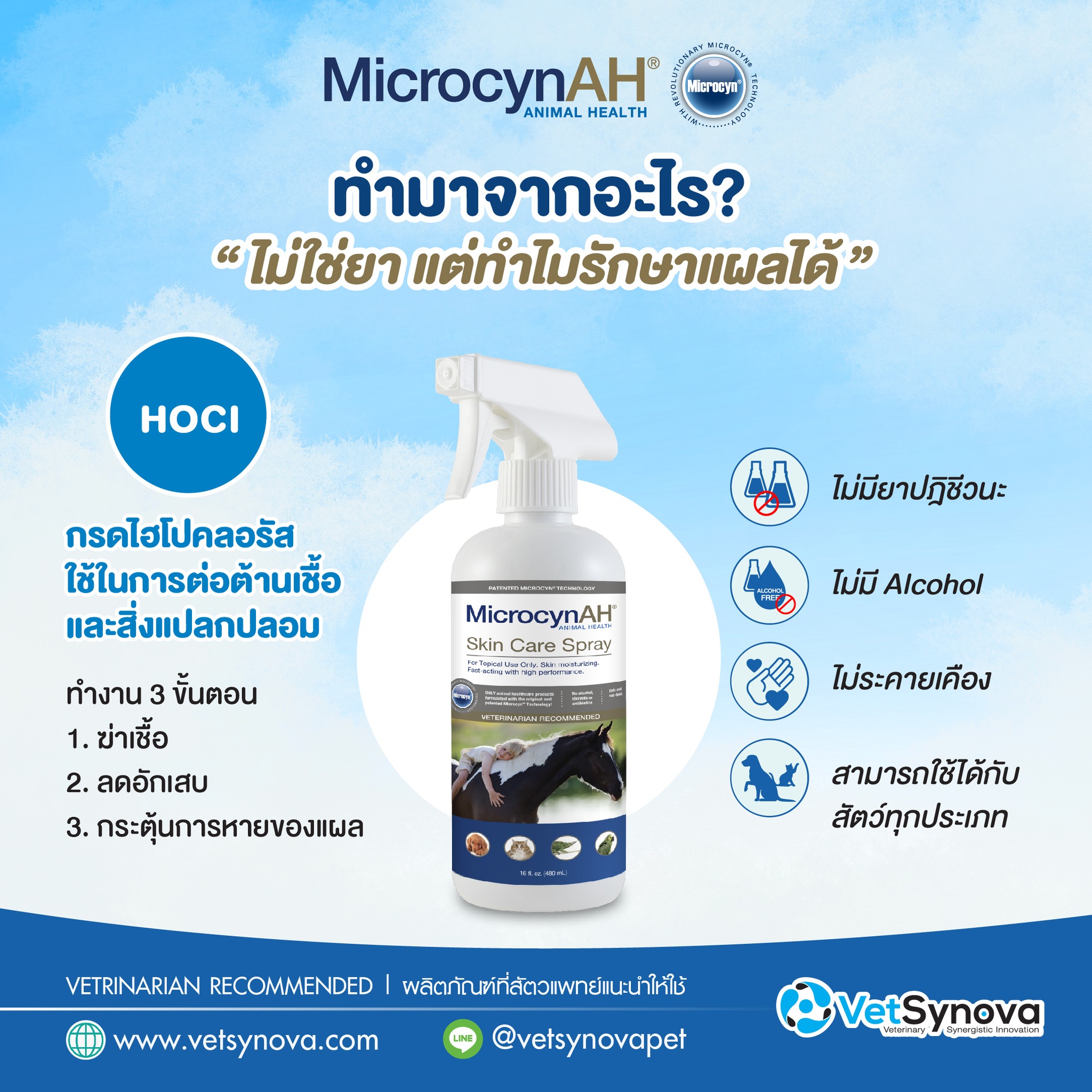 MicrocynAH Wound Skin Care Spray สเปรย์พ่นแผล ฆ่าเชื้อ ลดการอักเสบ โรค ...