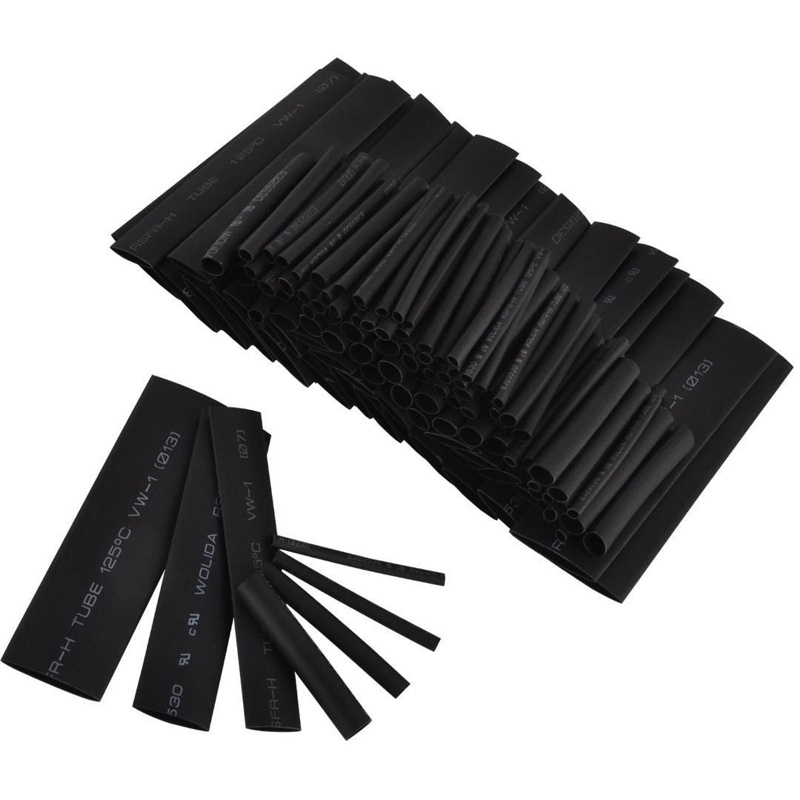 127Pcs Black Weatherproof Heat Shrink Sleeving Tubing Tube Assortment ...