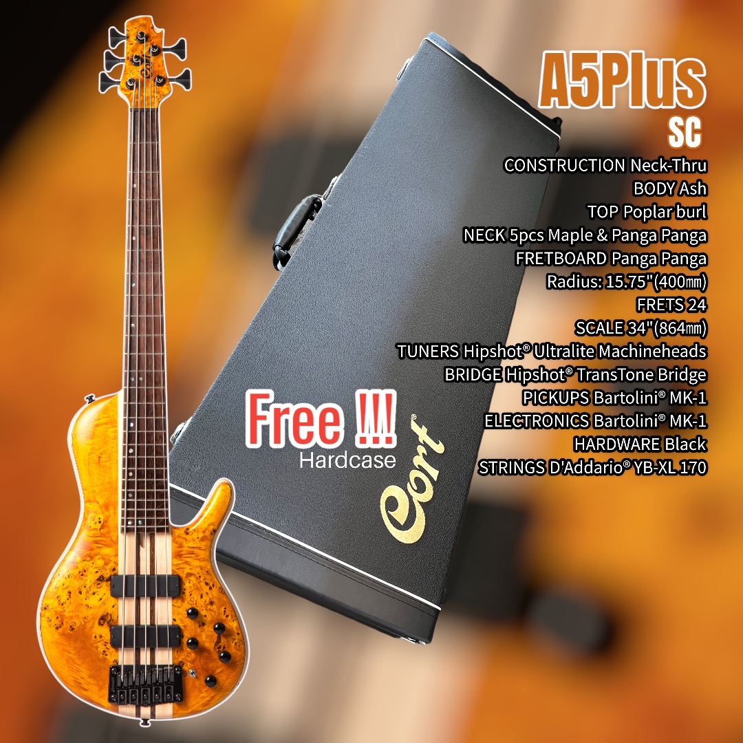 กีต้าร์เบสไฟฟ้า Cort A5 Plus SC เบสสเปคแบบจัดเต็มไม่กั๊กของ ไม่ว่าจะเป็นบอดี้ Ash Pu: Bartolini ...