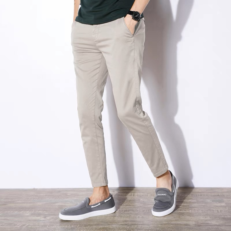 กางเกงชิโน่ทรงกระบอกเข้ารูป กางเกงขายาวผู้ชาย กางเกงขายาว (slim ...