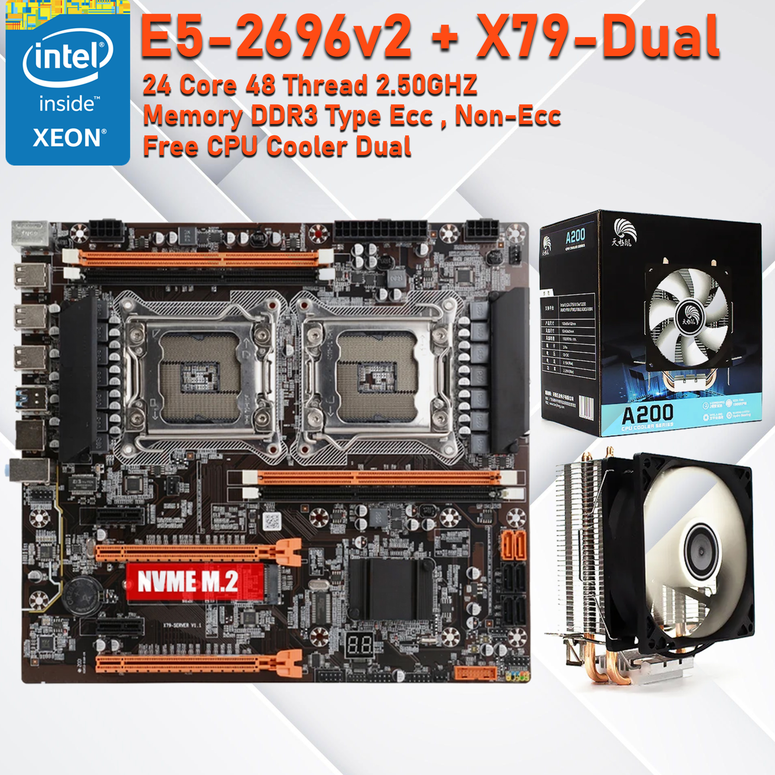 Xeon Set E5-2696V2 x2 X79Dual DDR3 Dual CPU M.2 NVME 24/48 Core โครตถู ...