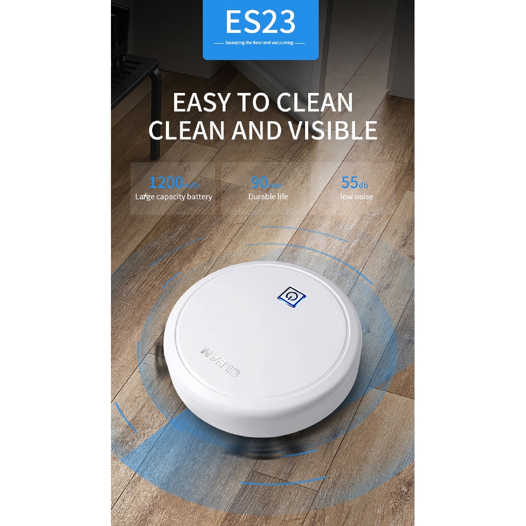 ES23 อัตโนมัติหุ่นยนต์กวาดบ้าน, Super Low Noise อัจฉริยะเครื่องดูดฝุ่น, 1200 MAh ทำงานอย่าง ...