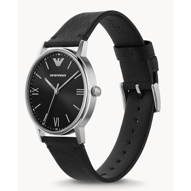 Emporio Armani Mens Three-Hand Black Leather Watch AR11012 AR11013-41mm ...