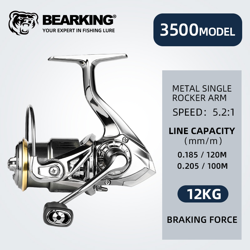 BEARKING Mẫu mới HES Dòng แบริ่งรอกหมุนใหม่รอก EGI 7 + 1BB อัตราทดเกียร์ 5.2: 1 รอกตกปลาน้ําเค็ม ...