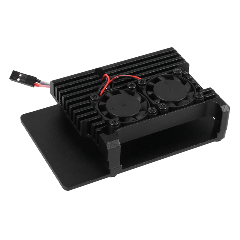for Raspberry Pi 4 Aluminum Case with Dual Cooling Fan Metal Shell ...