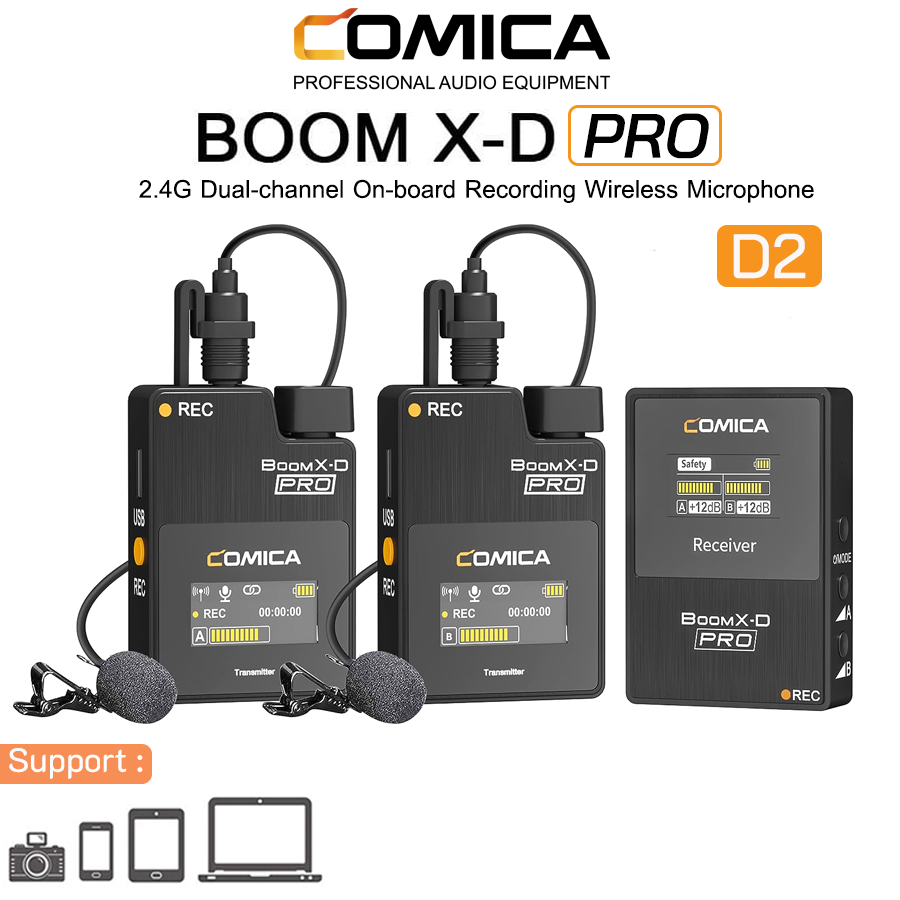Comica BoomX-D PRO D2 2.4G Dual-channel Wireless Microphone ไมโครโฟนไร้ ...