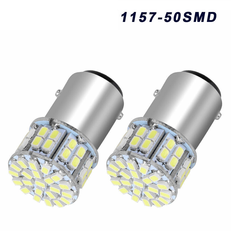 2Pcs 6000K White 1157 50SMD Tail Brake LED Lights Bulb BAY15D 12V - Car ...