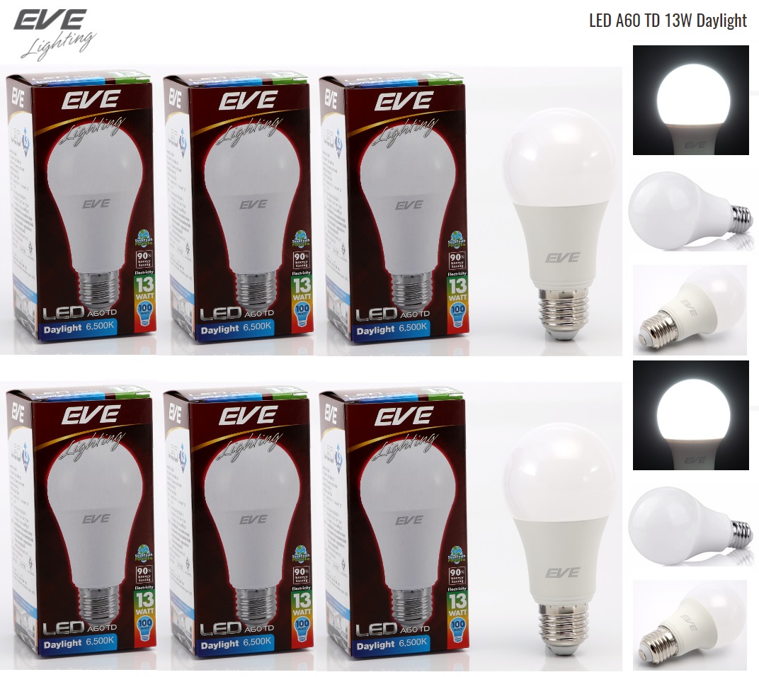 EVE หลอด LED BULB TD 13 วัตต์ ขั้ว E27 แสงเดย์ไลท์ (6 หลอด ) - Top One ...
