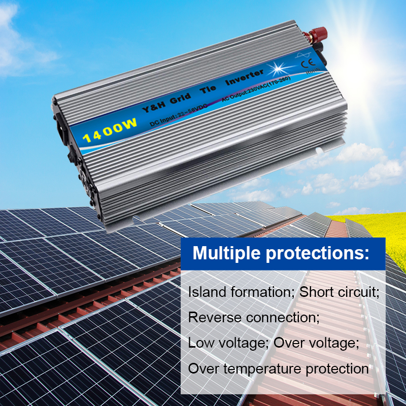 Y&H 1400W grid tie inverter Stackable MPPT pure sine wave inverter DC20 ...